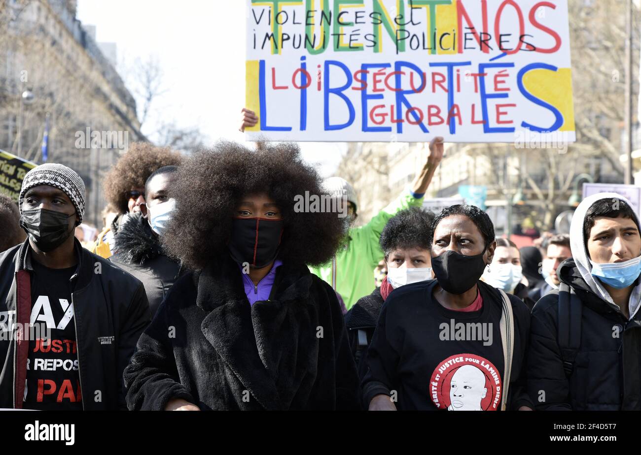Assa Traore, sister of Adama Traore, during the Demonstration against ...
