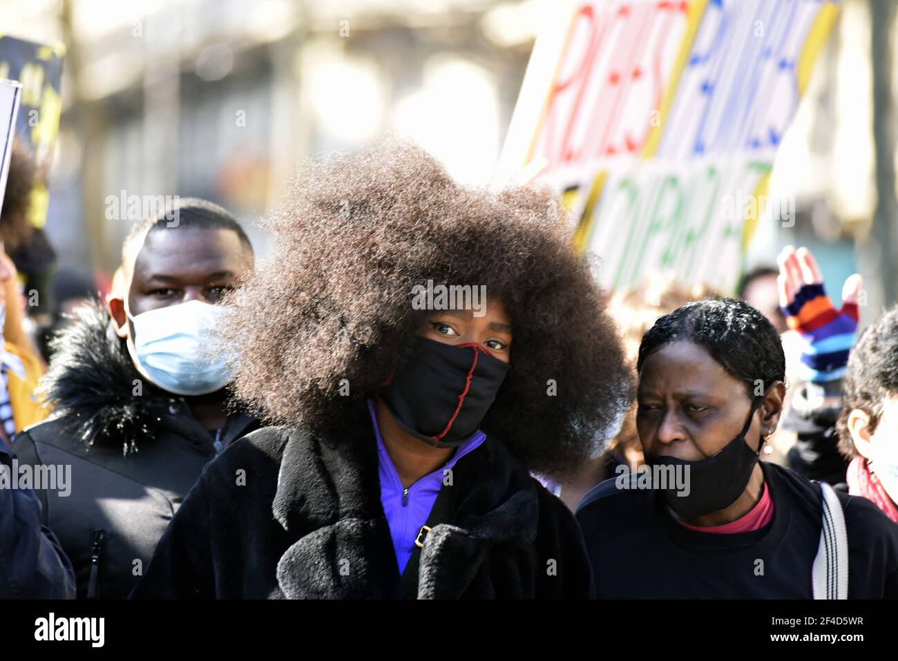 Assa Traore, sister of Adama Traore, during the Demonstration against ...