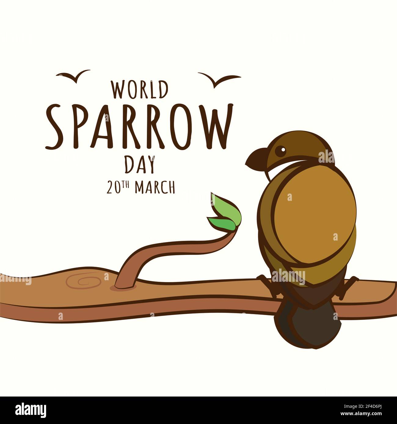 World Sparrow Day 20th March poster, bird sitting on tree branch ...
