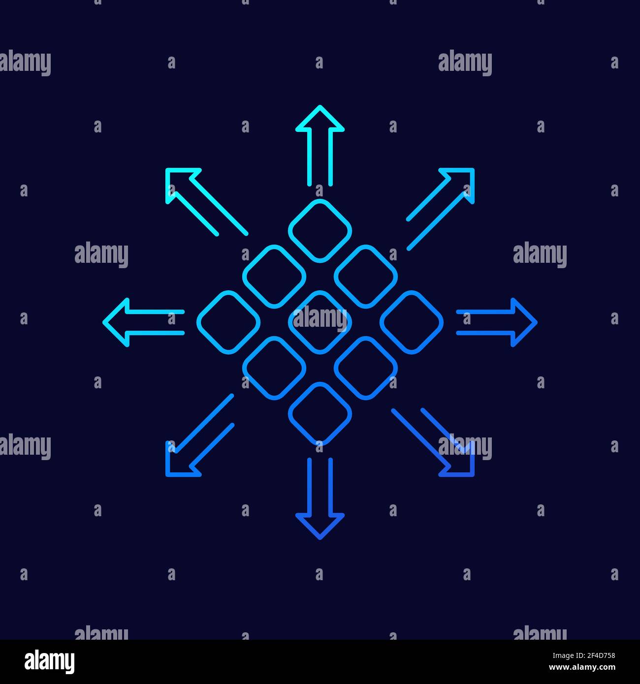 distribution icon with arrows, line vector design Stock Vector Image ...