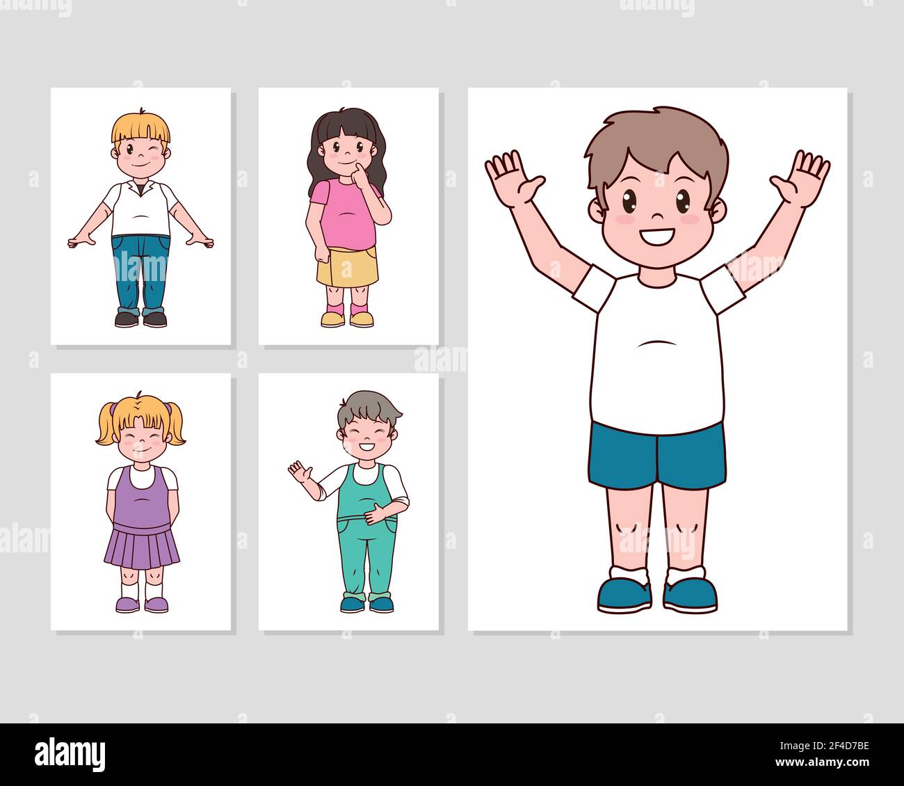 happy kids standing icon set Stock Vector Image & Art - Alamy