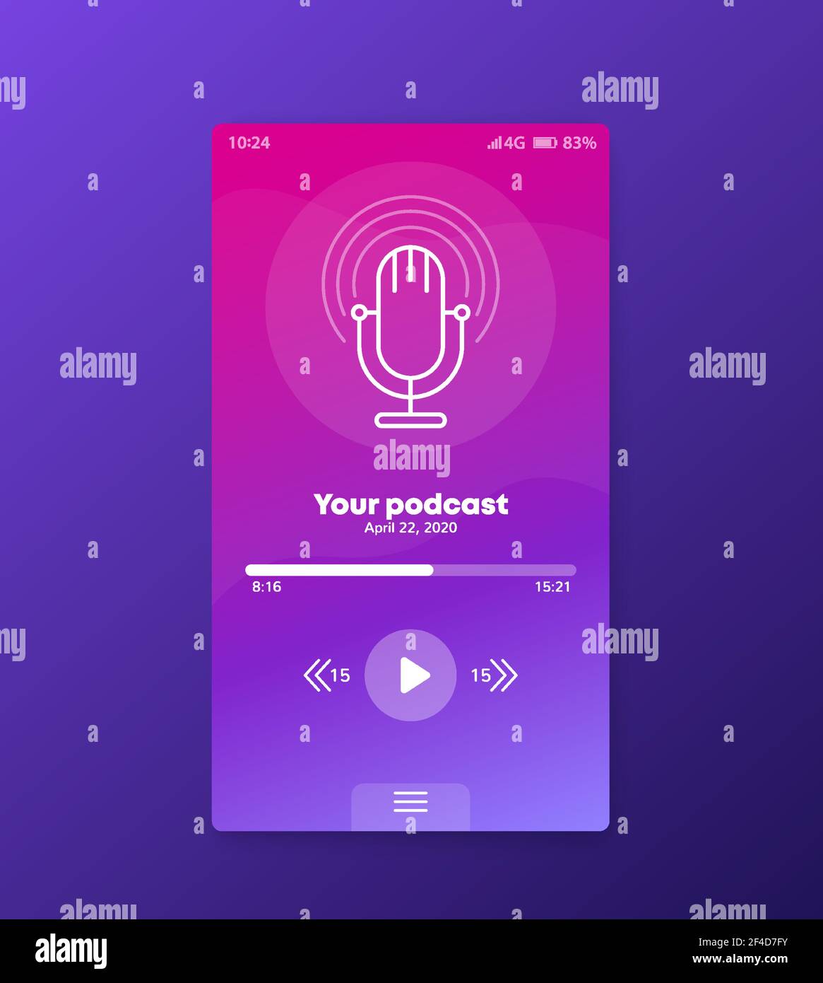 Podcast app, mobile ui vector design Stock Vector Image & Art - Alamy
