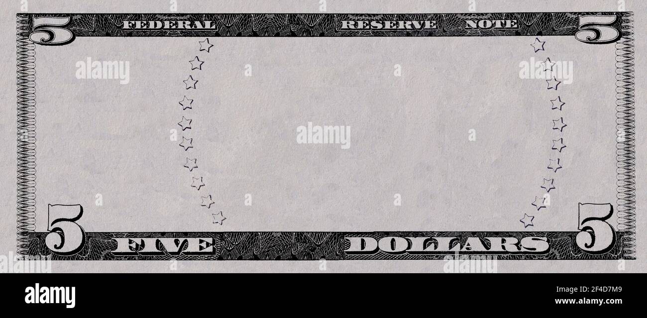 U.S. 5 dollar border with empty middle area Stock Photo - Alamy