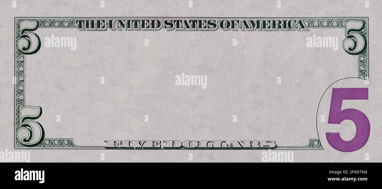 Blank 5 Dollar Bill