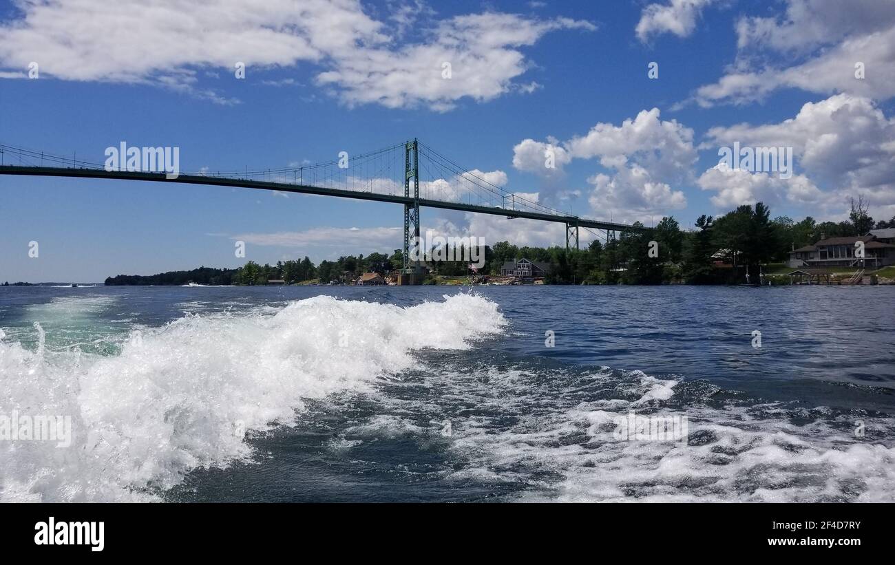 A breathtaking view of Thousand Islands Bridge across St. Lawrence ...