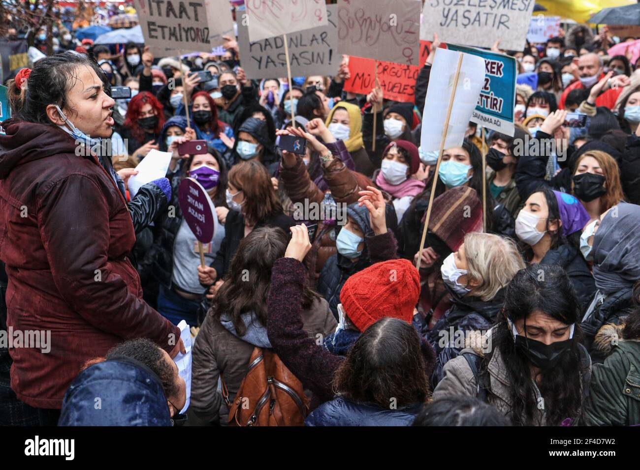 A protester seen reading a press release during the demonstration ...