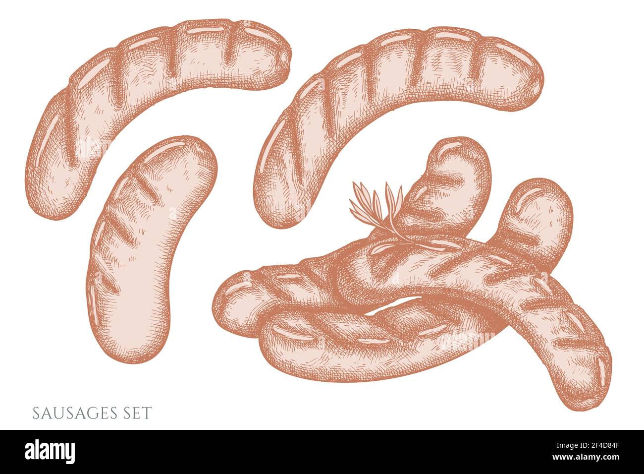 Hand grill sausages color Stock Vector Images - Alamy