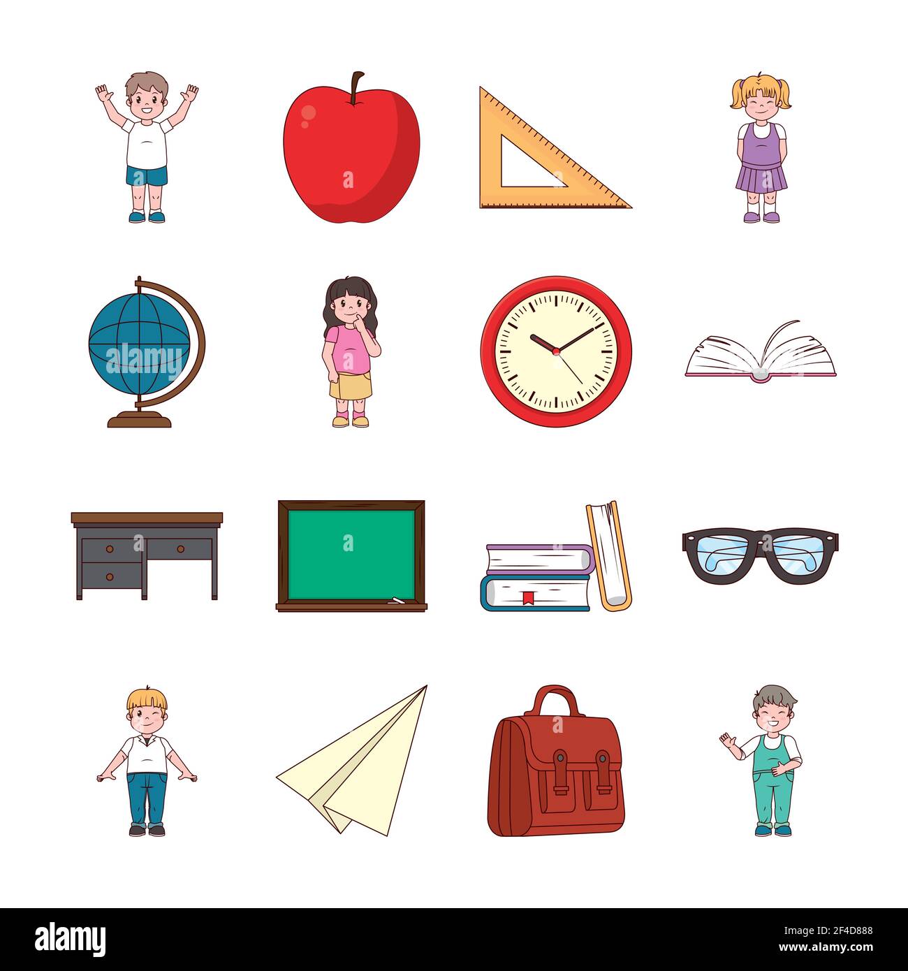 kids and school icon set Stock Vector Image & Art - Alamy