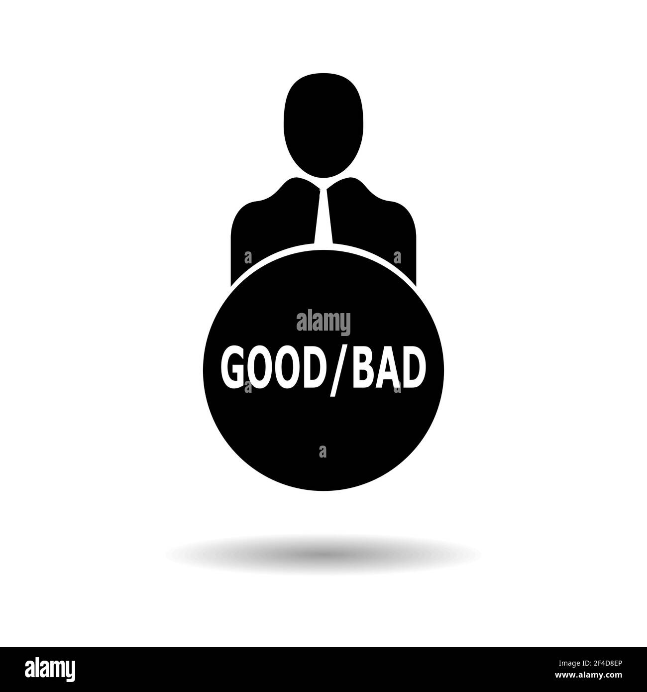 Business person with text GOOD and BAD flat icon. Isolated on white ...