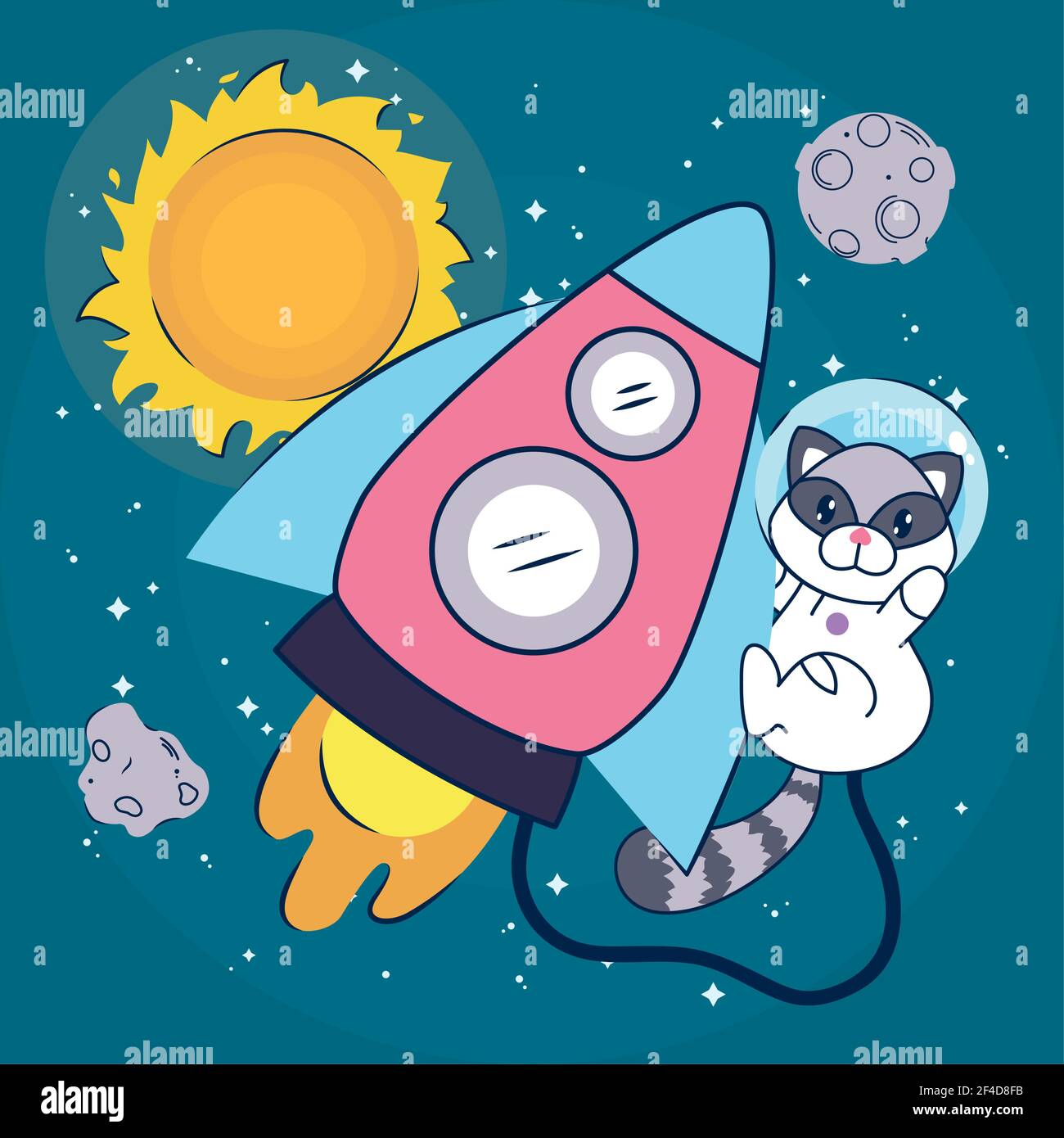 astronaut raccoon and space rocket Stock Vector Image & Art - Alamy