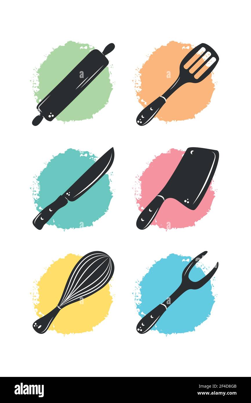 kitchen utensils over white background Stock Vector Image & Art - Alamy