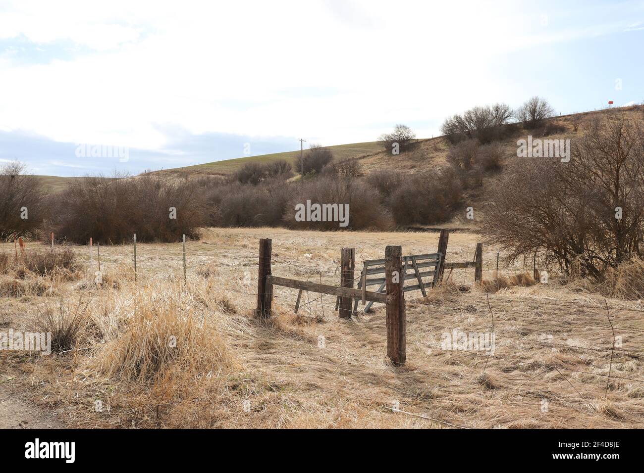 Fence in a Field Stock Photo - Alamy