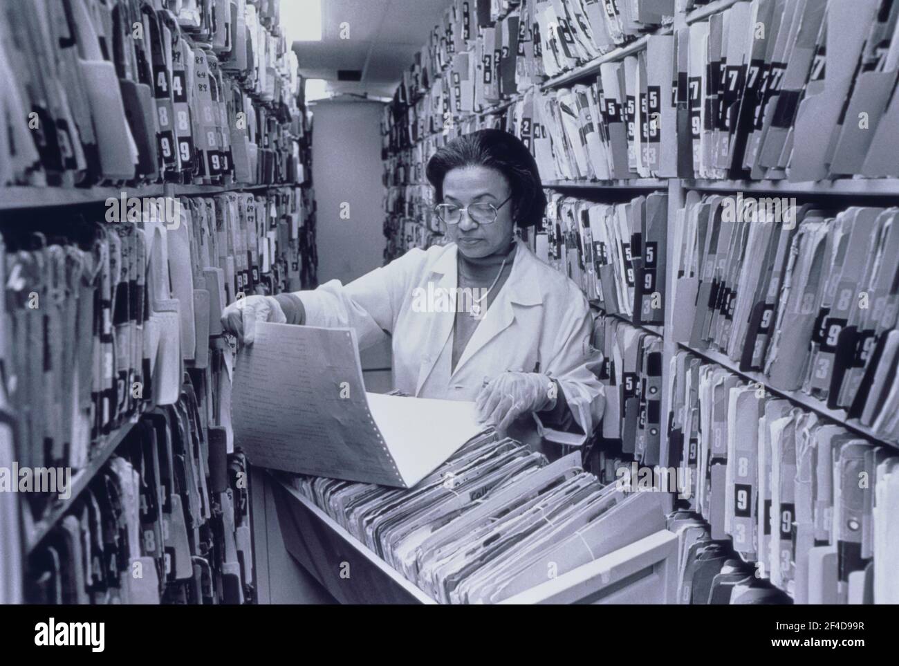 Patient file room at a major New York hospital in the 1980's Stock ...