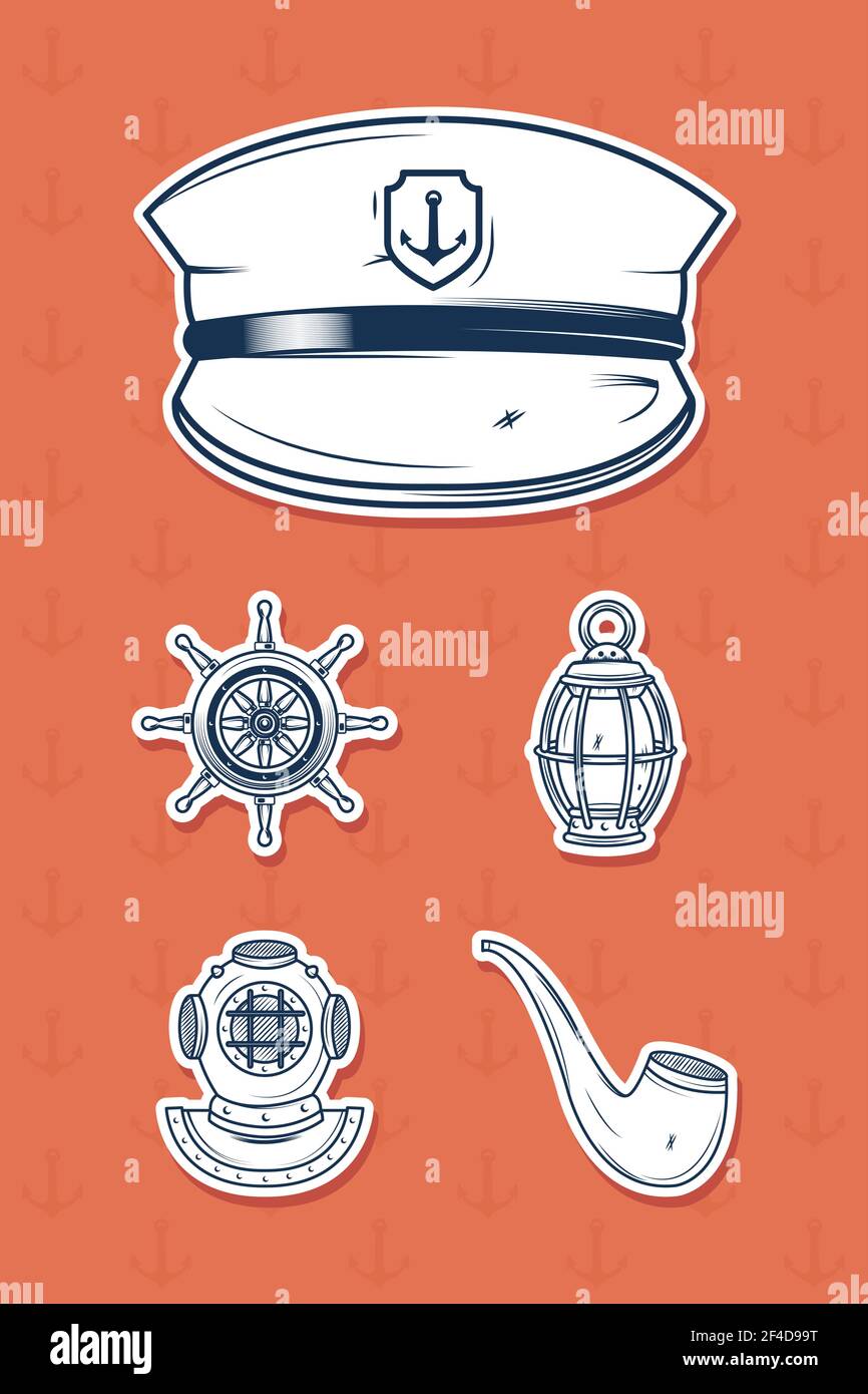 nautical cap and marine icons Stock Vector Image & Art - Alamy
