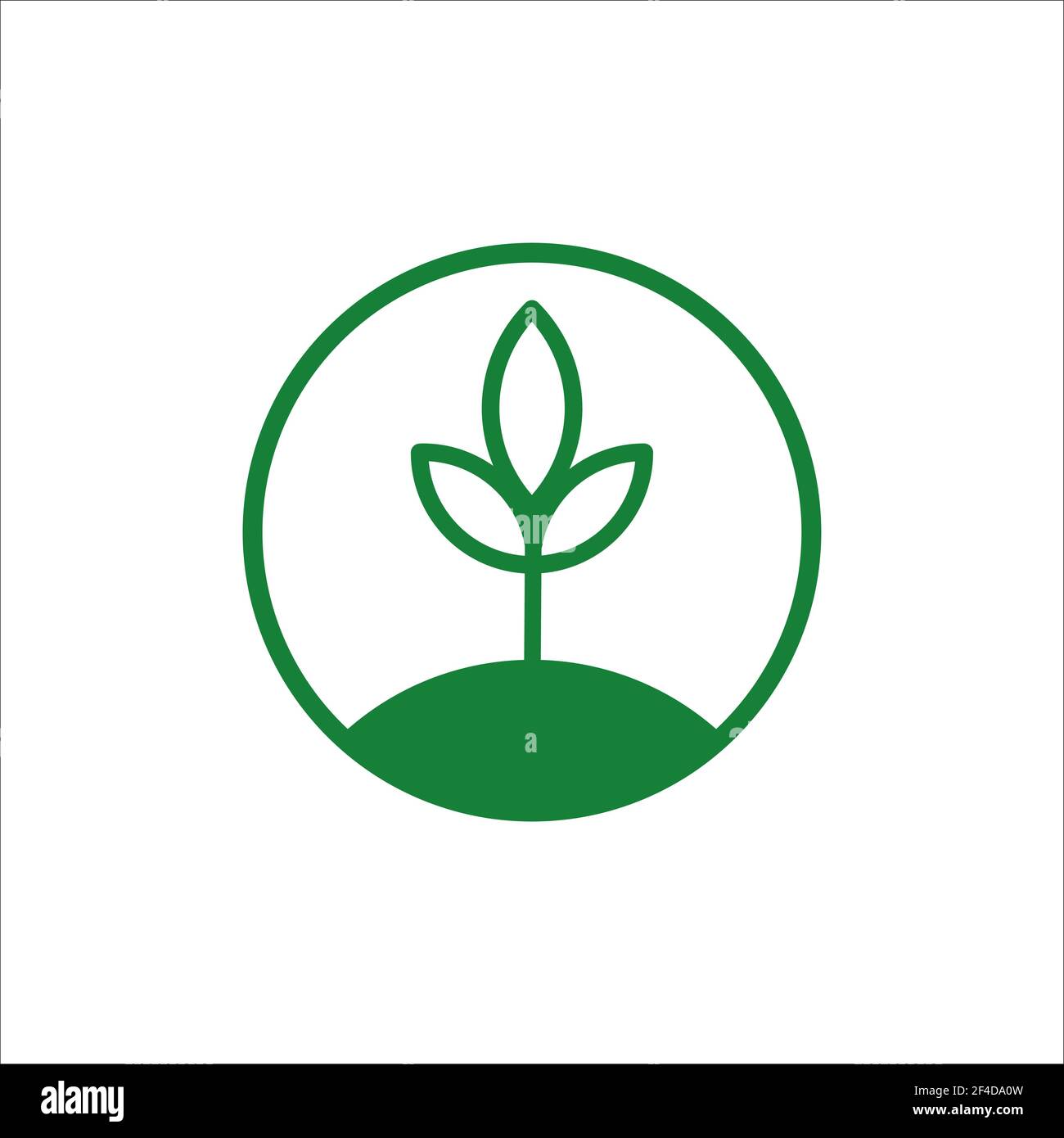 Green plant in circle vector logo template. Abstract design concept for ...