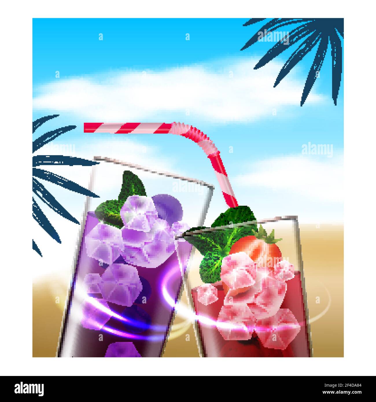 Berry Iced Tea Creative Promotional Banner Vector Stock Vector Image ...