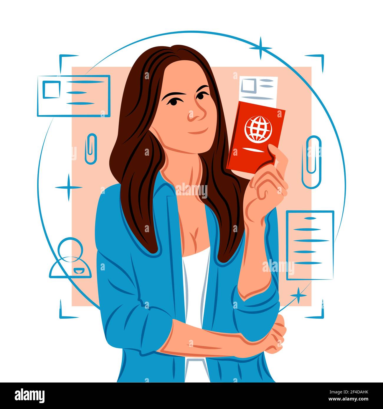 Woman holding passport ticket Cut Out Stock Images & Pictures - Alamy