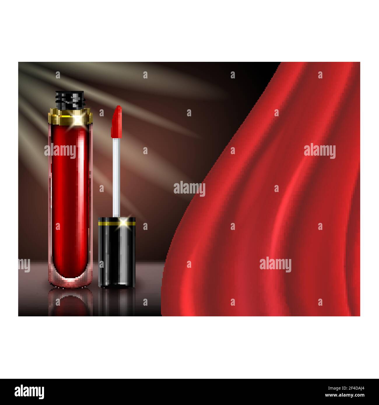 Lipstick Container And Brush Promo Poster Vector Stock Vector Image ...