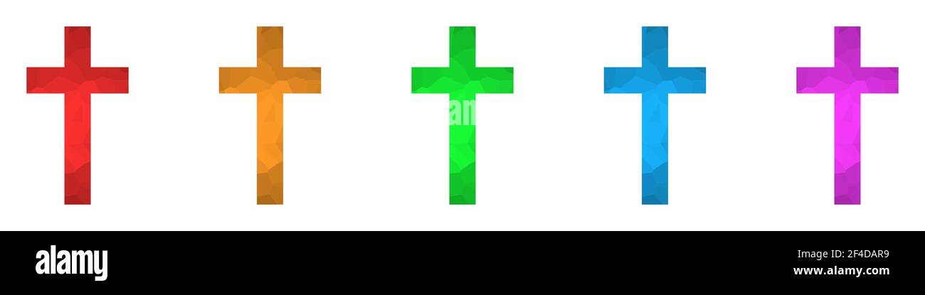 Christian cross icon. Set of crosses in triangular style. Abstract ...