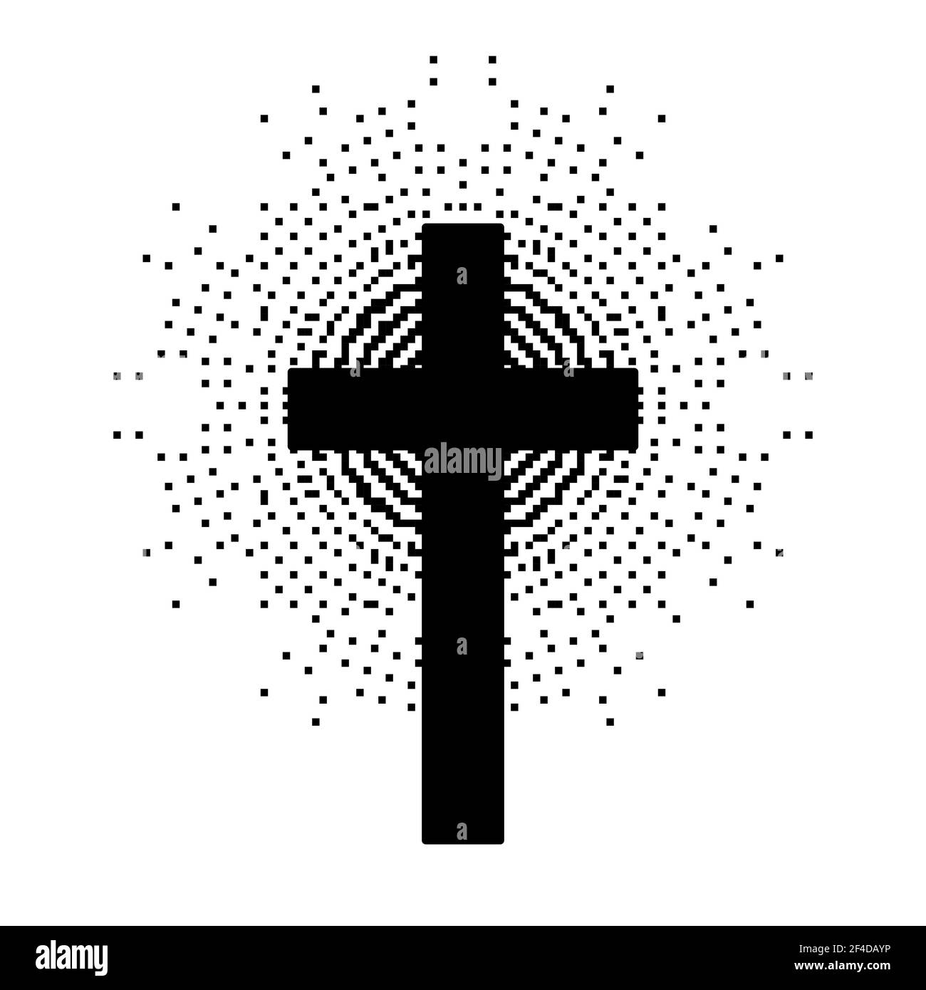 Christian cross with abstract dotted sun rays. Christian cross icon ...