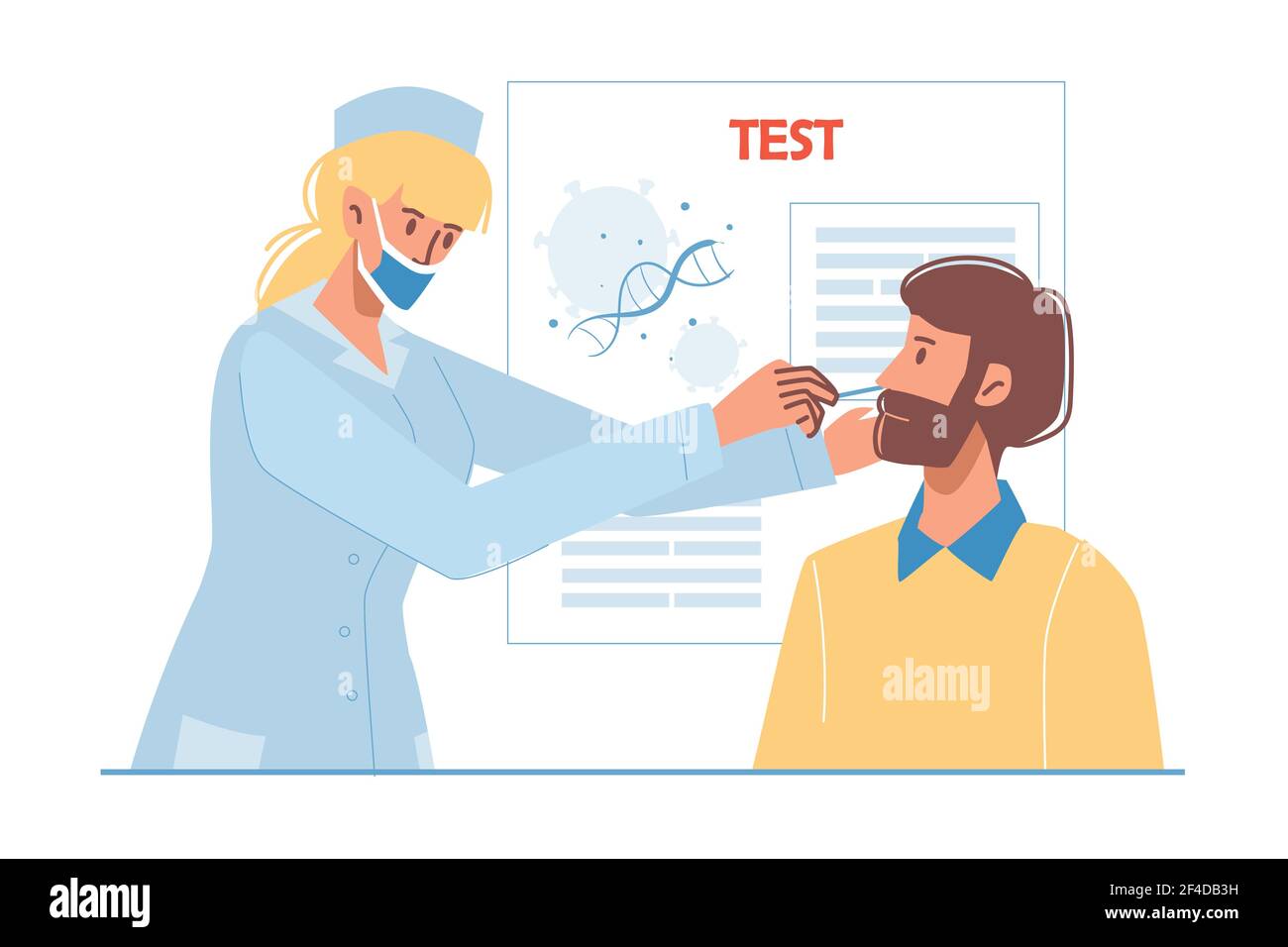 Flat cartoon patient doctor characters,PCR test,coronavirus prevention ...