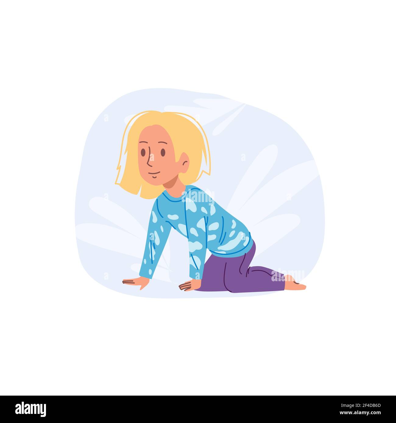 Flat cartoon kid character crawls on abstract background,vector ...
