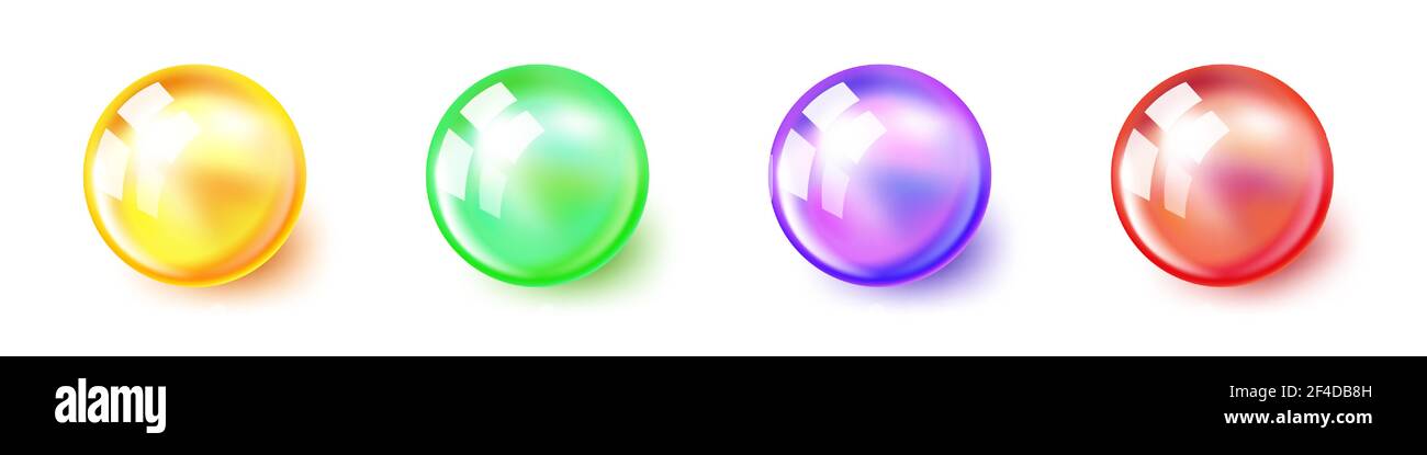 Set of color glossy balls. Abstract balls with shadows. Vector ...