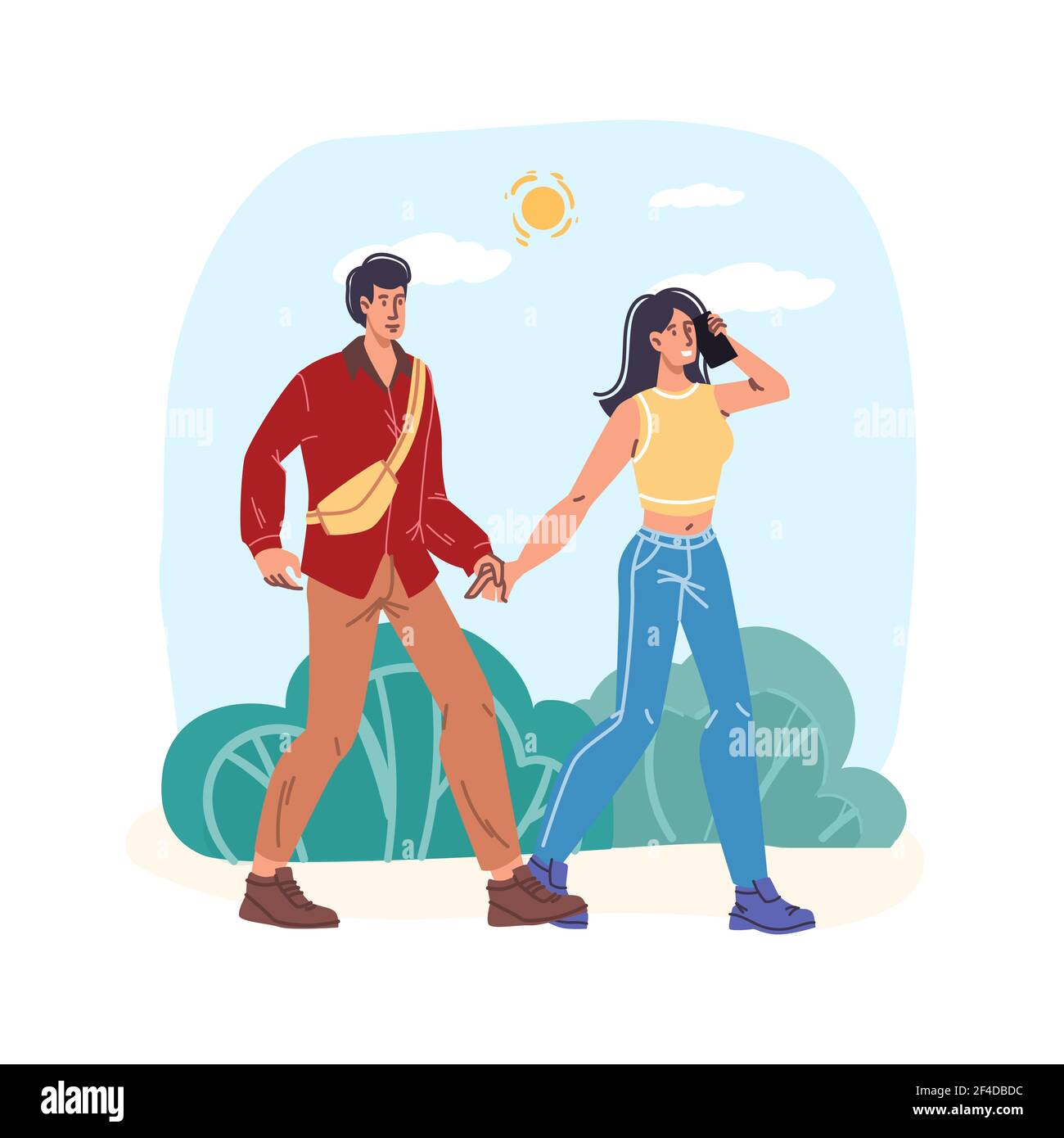 Flat cartoon characters couple,love and friendship vector illustration ...