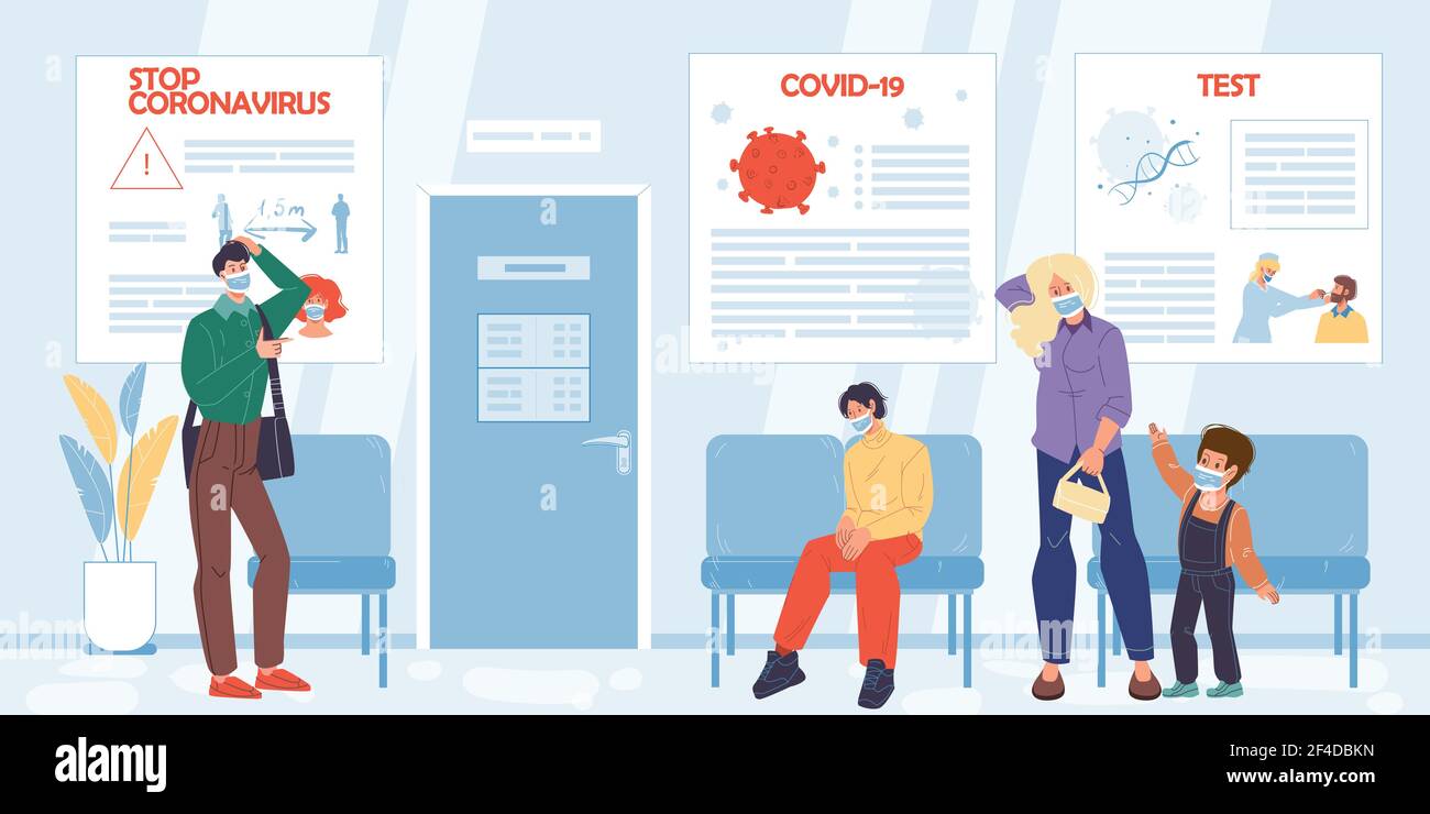 Flat cartoon character patient,coronavirus social ads vector ...