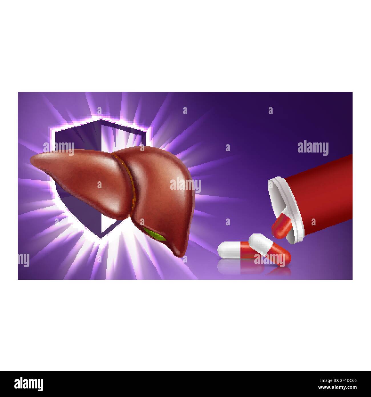 Liver Protect Medicaments Promotion Poster Vector Illustration Stock ...