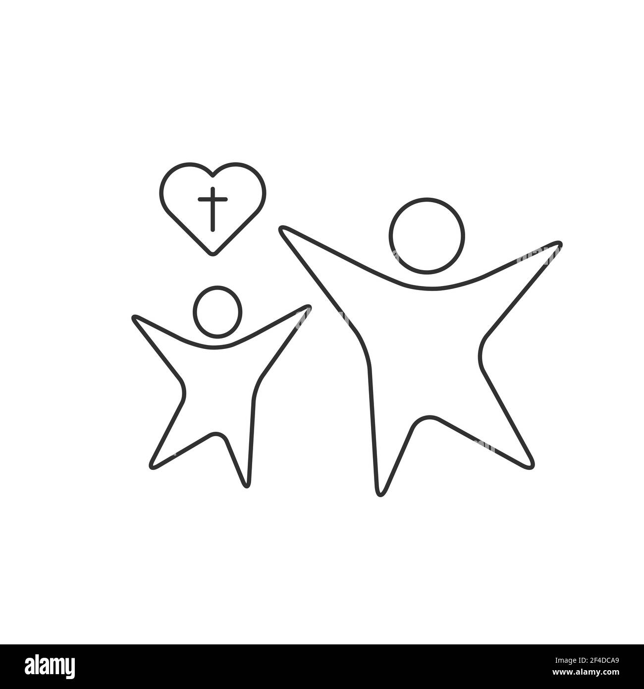 Linear icon of generations passing christian beliefs. Next generation ...