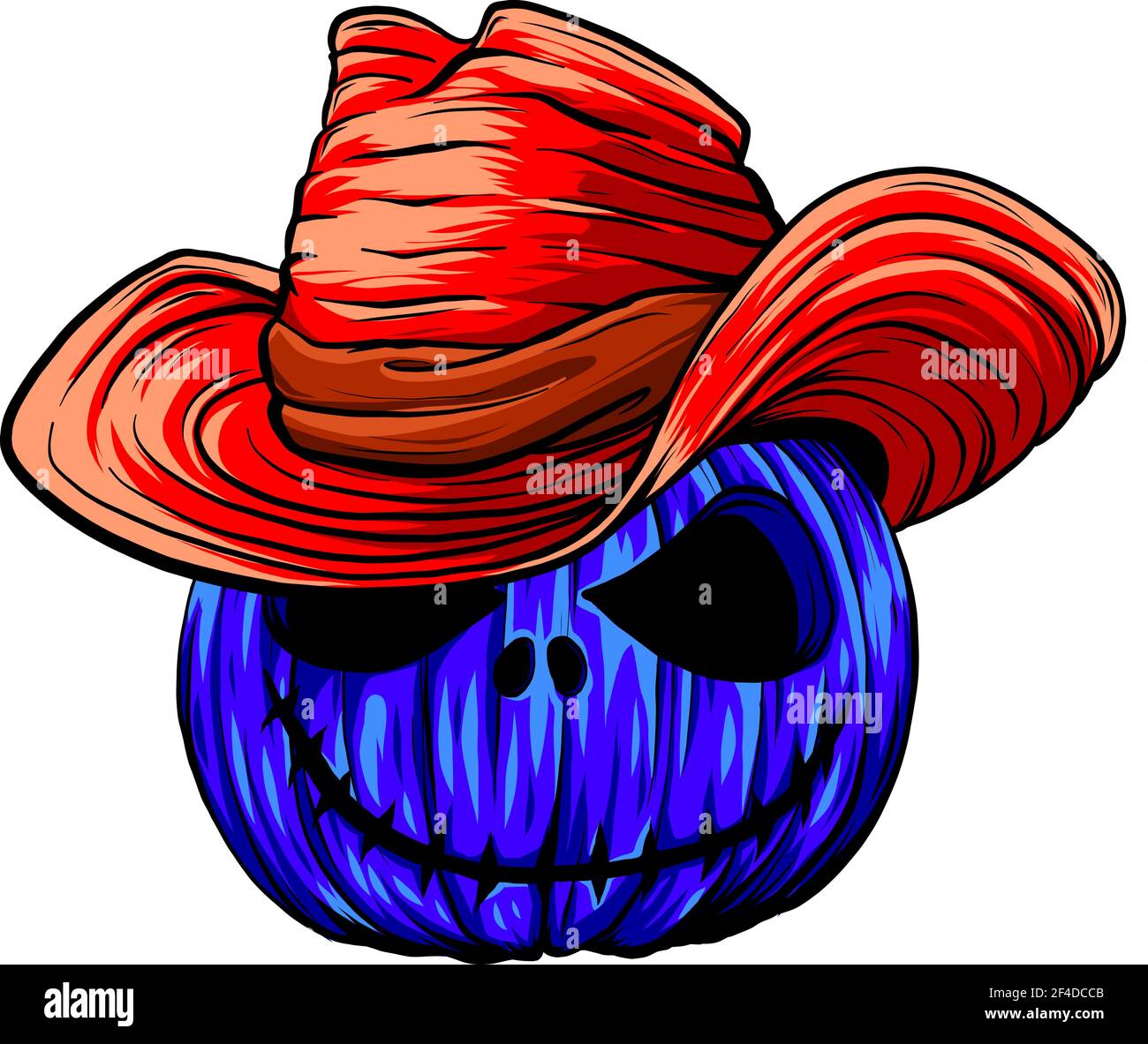 blue pumpkin in with red hat vector illustration Stock Vector Image ...