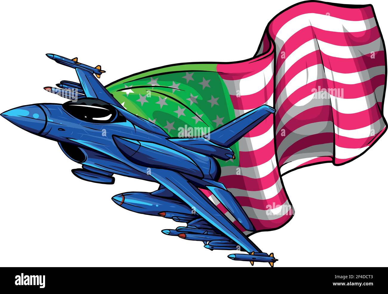 Military fighter jets with american flag. Vector illustration Stock ...
