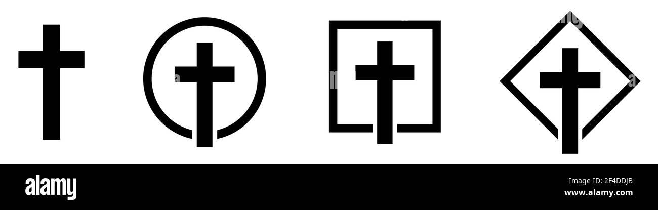 Christian cross icon. Set of geometric church logos. Isolated religion ...