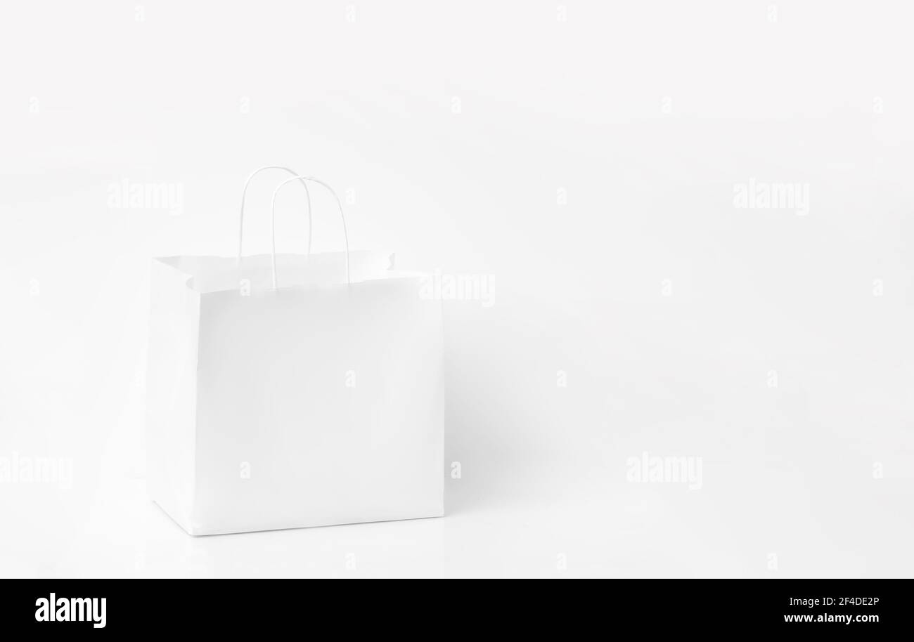 Paper bag on white background. Mockup for design Stock Photo - Alamy