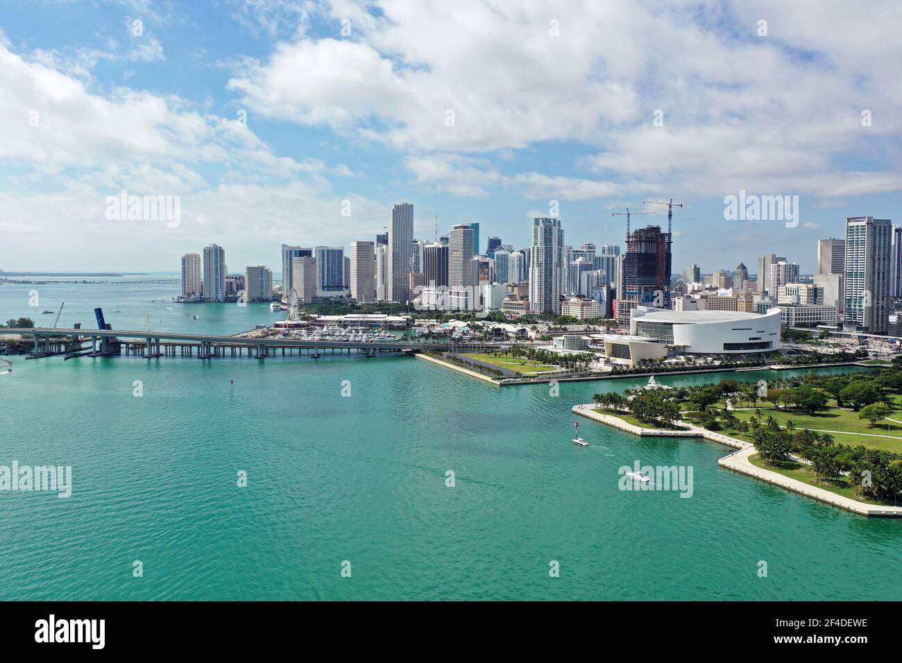 Aerial view of Biscayne Bay and City of Miami, Florida Stock Photo - Alamy