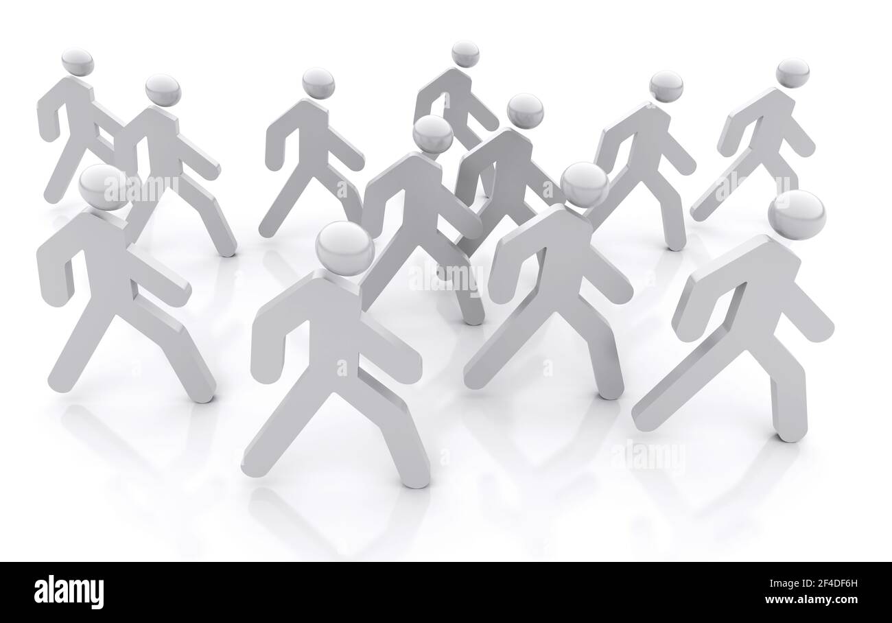 Walking people in the same direction. Business concept 3d illustration ...