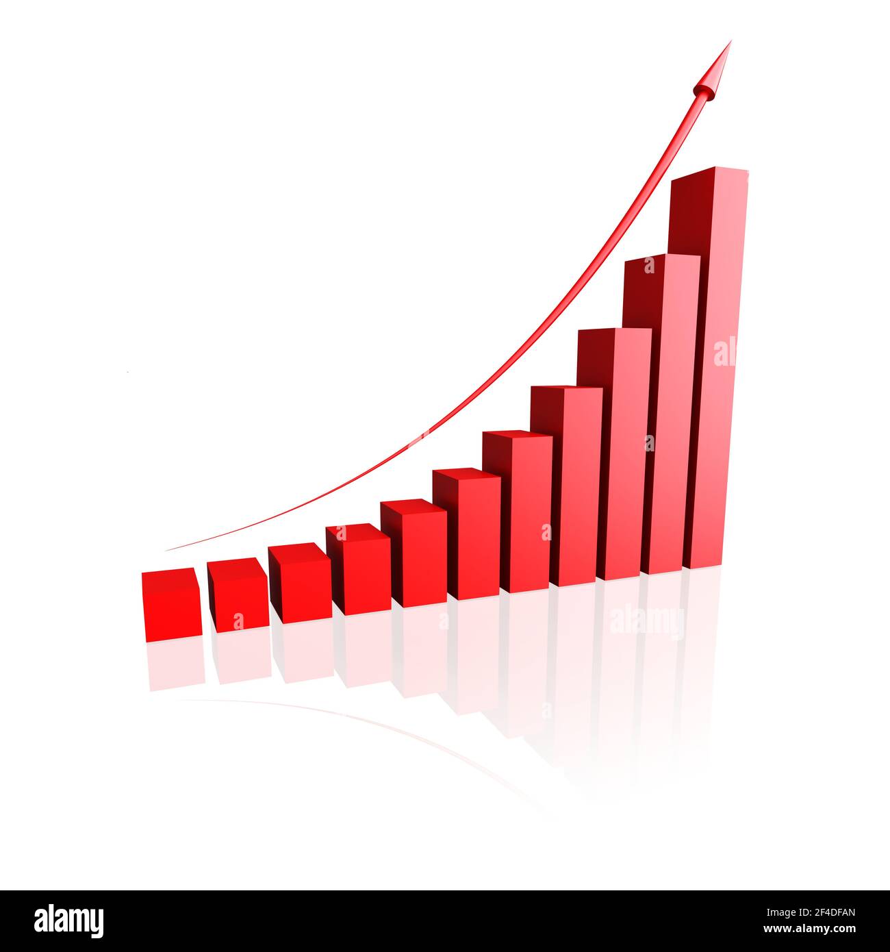 Gradient red 3d growth charts success diagram on a white background ...
