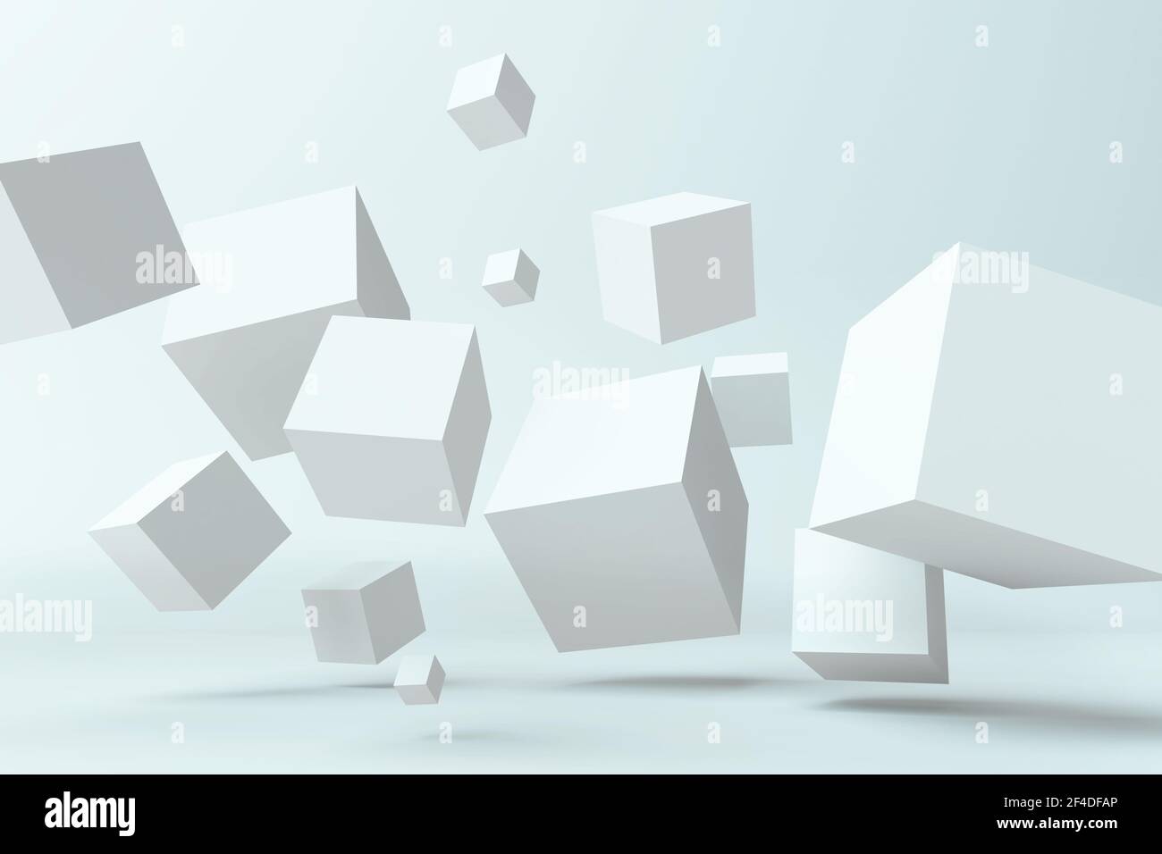 Abstract cube on a blue background. 3d illustration Stock Photo - Alamy