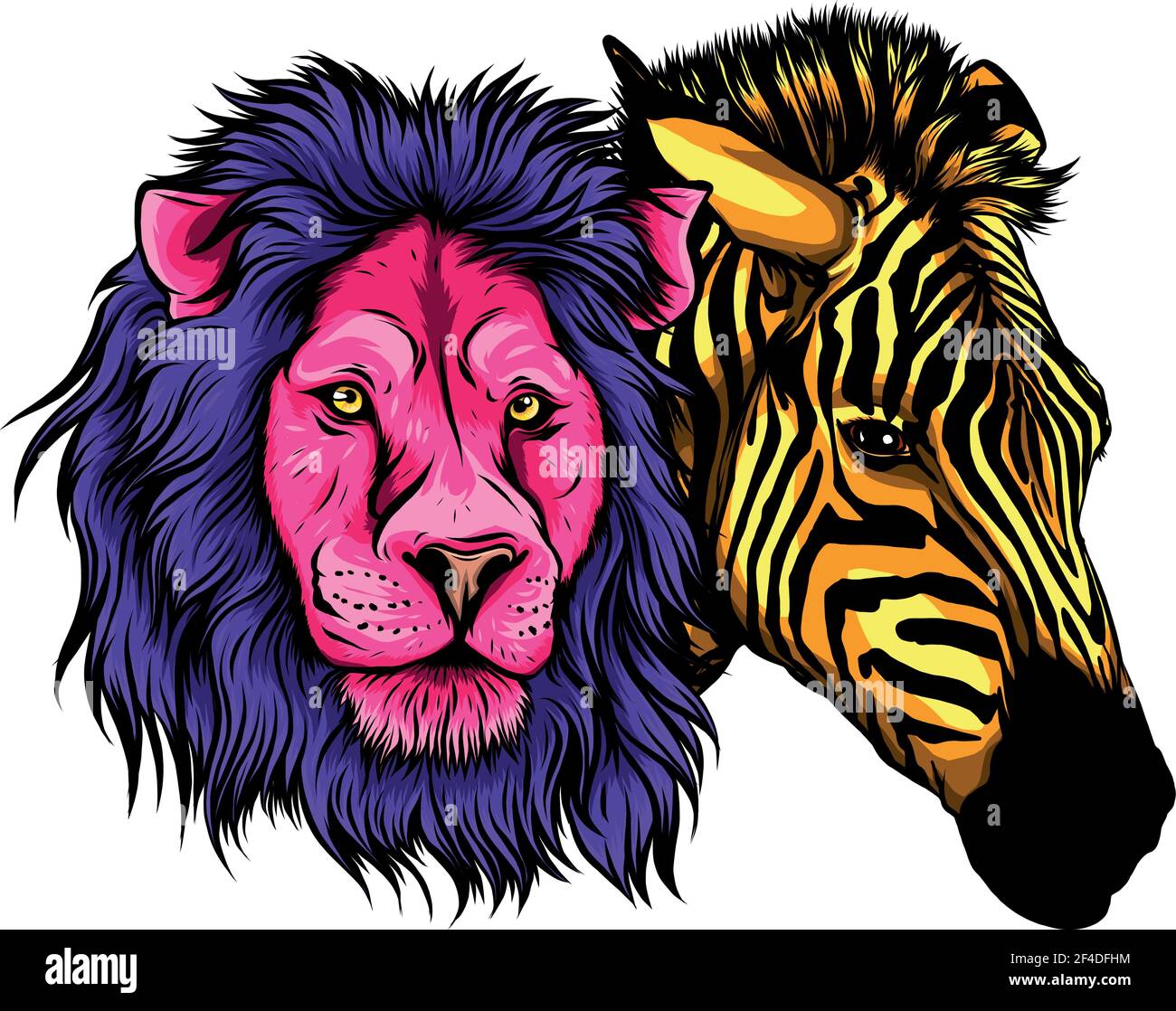 Lion hunting zebra Stock Vector Images - Alamy