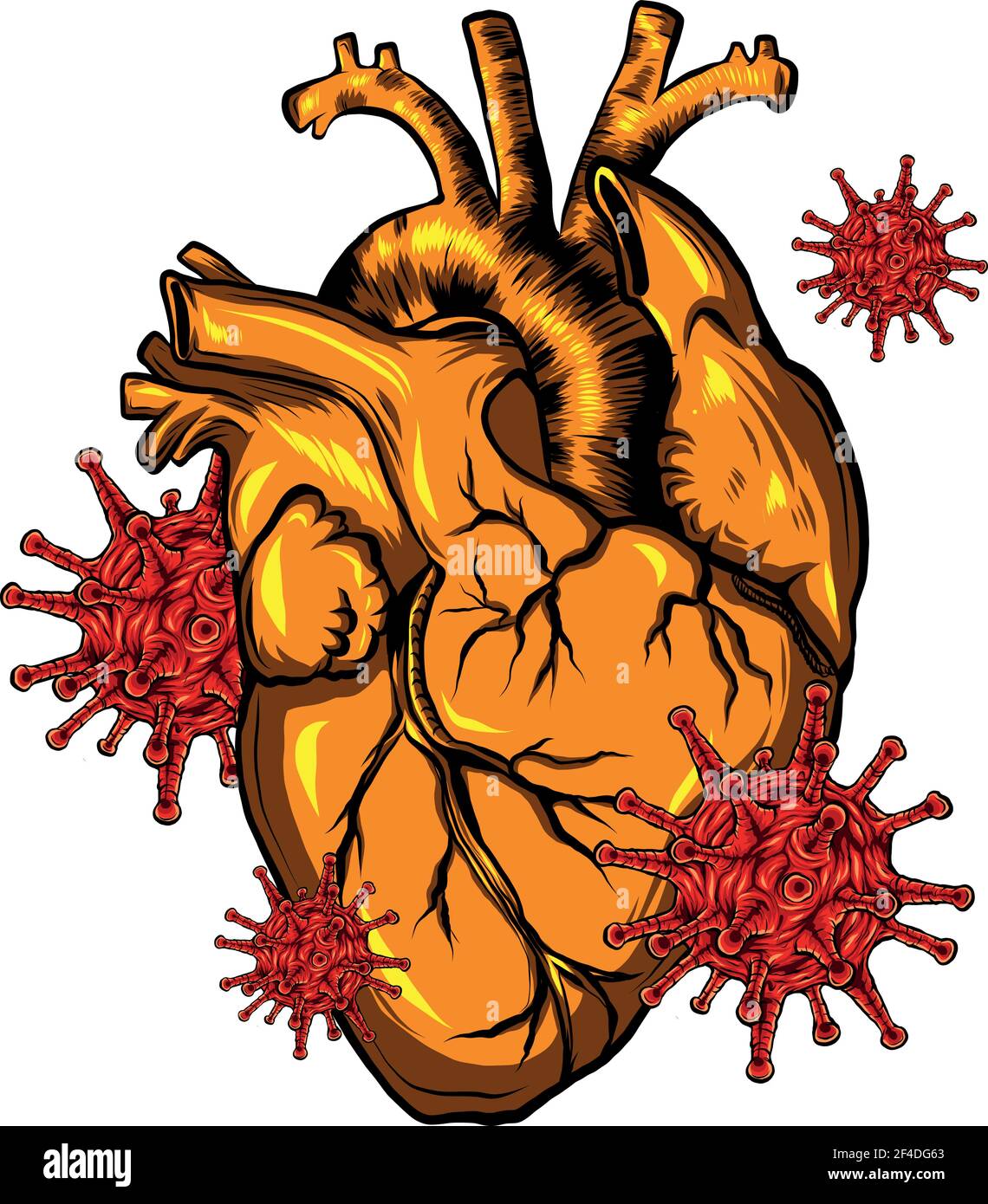 virus infect a human heart vector illustration Stock Vector Image & Art ...