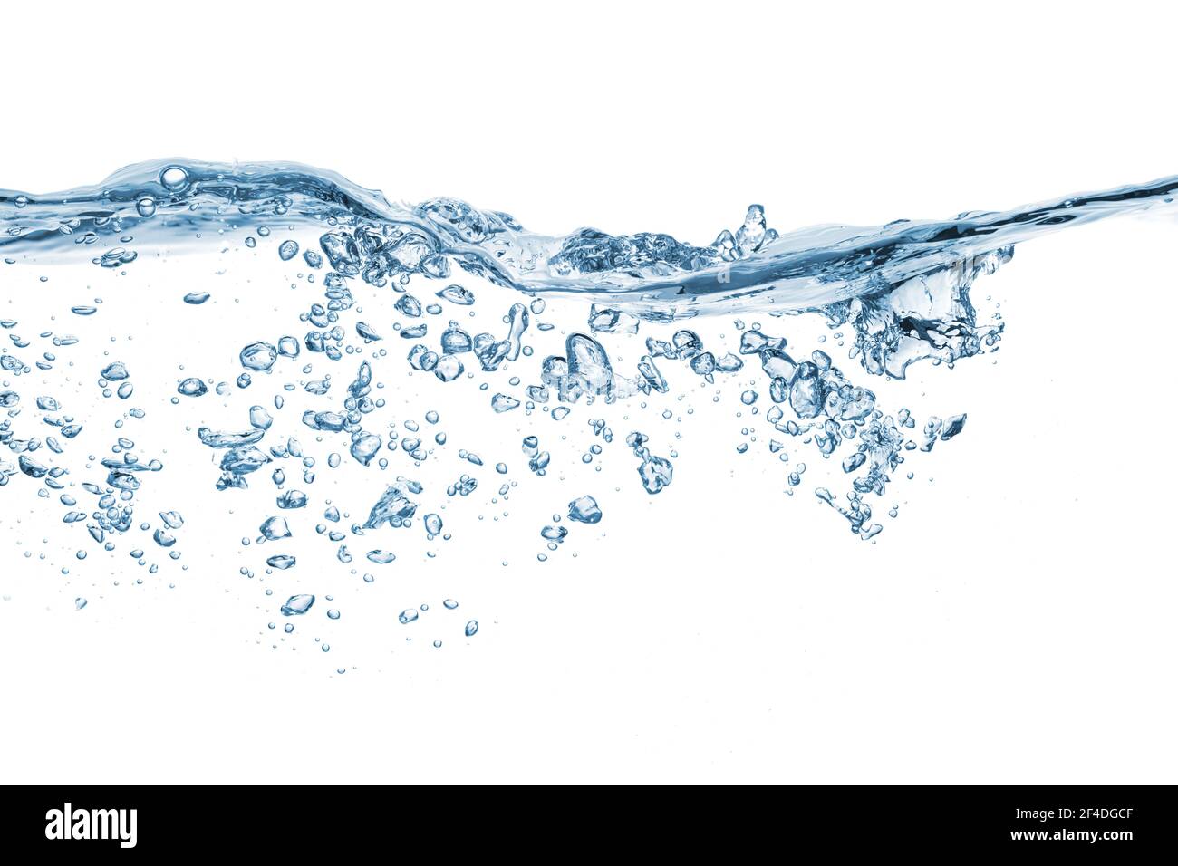 Clear water liquid splash wave surface with ripple and bubbles on a ...