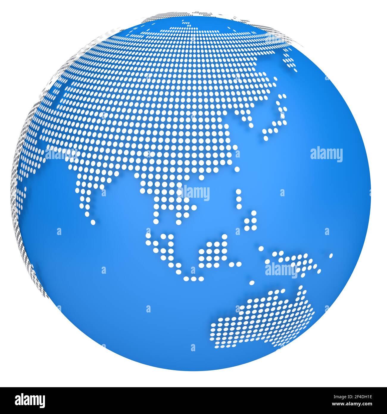 Earth map globe 3d dotted model. Side of Asia, Australia and Indonesia ...