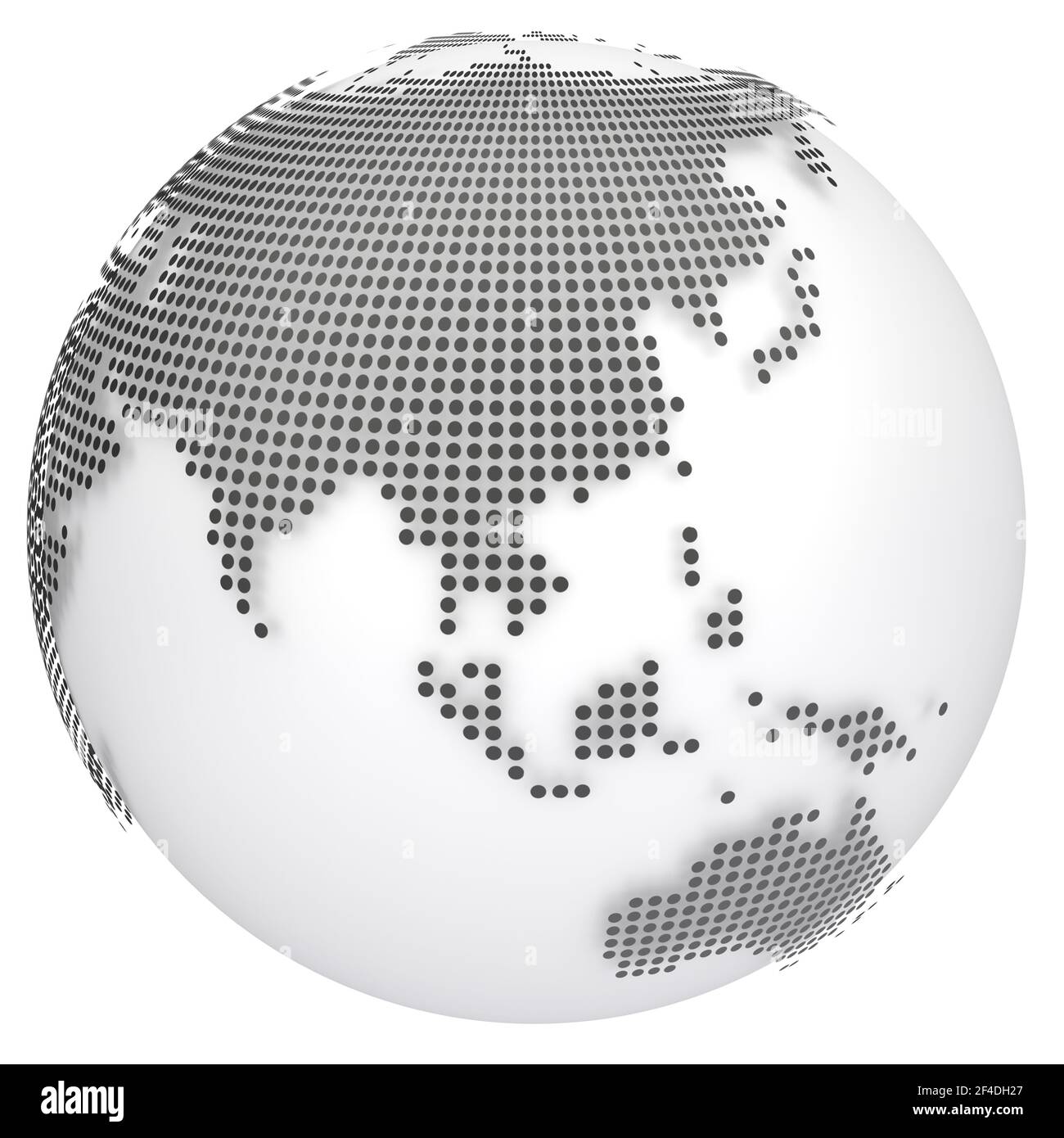 Earth map globe 3d dotted model. Side of Asia, Australia and Indonesia ...