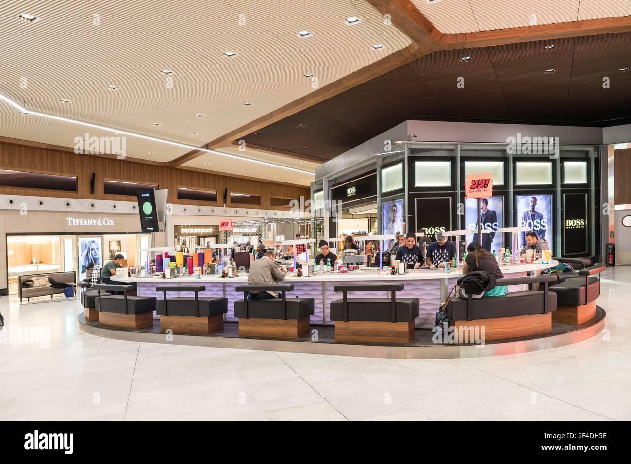 Sushi food counter in shopping concourse at Charles de Gaulle Airport ...