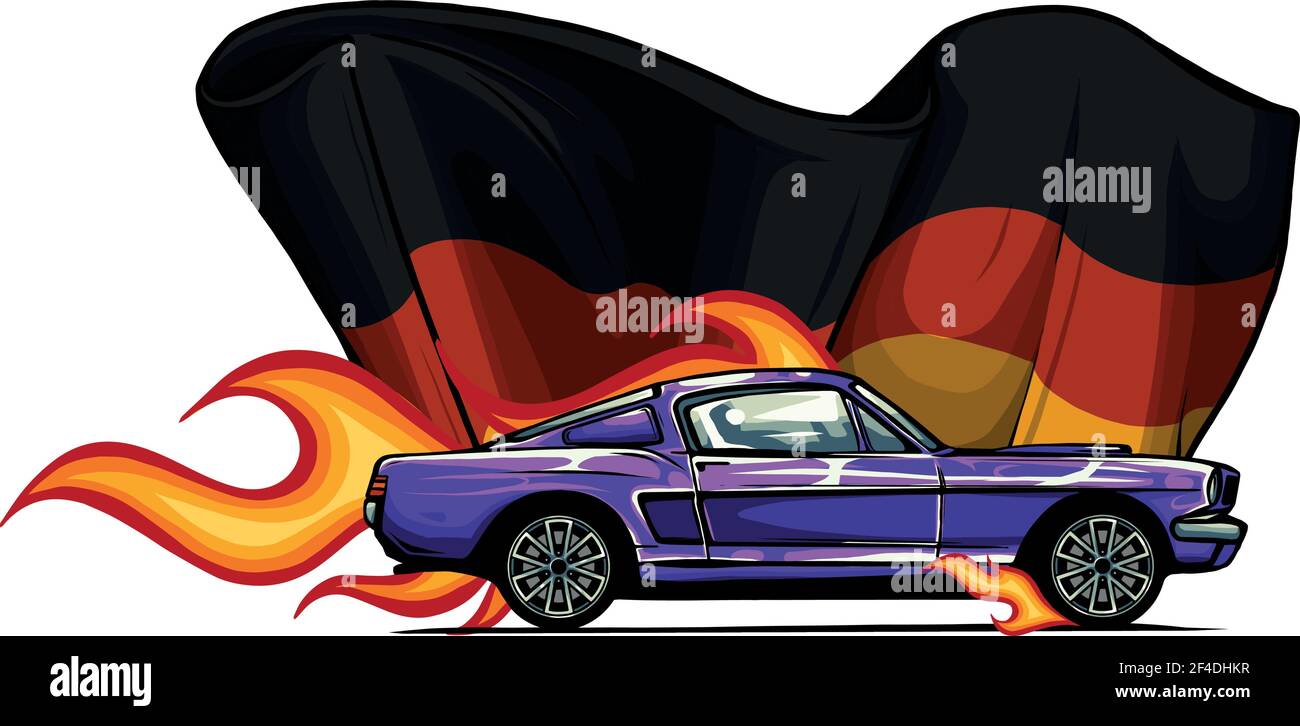 vector muscle car with flames and German flag Stock Vector Image & Art ...