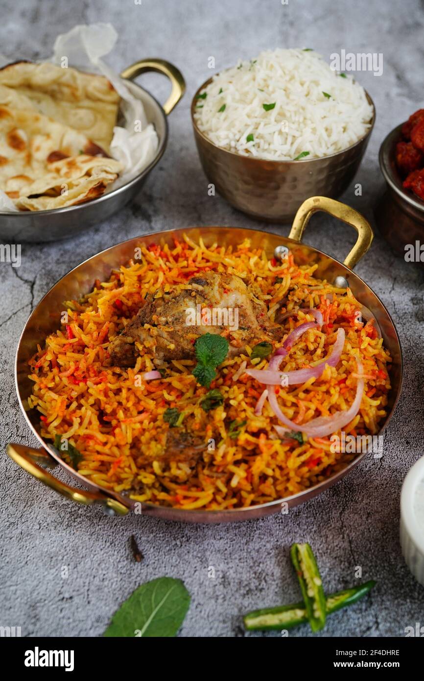 Indian meal buffet background - Chicken Biryani chilli chicken butter ...