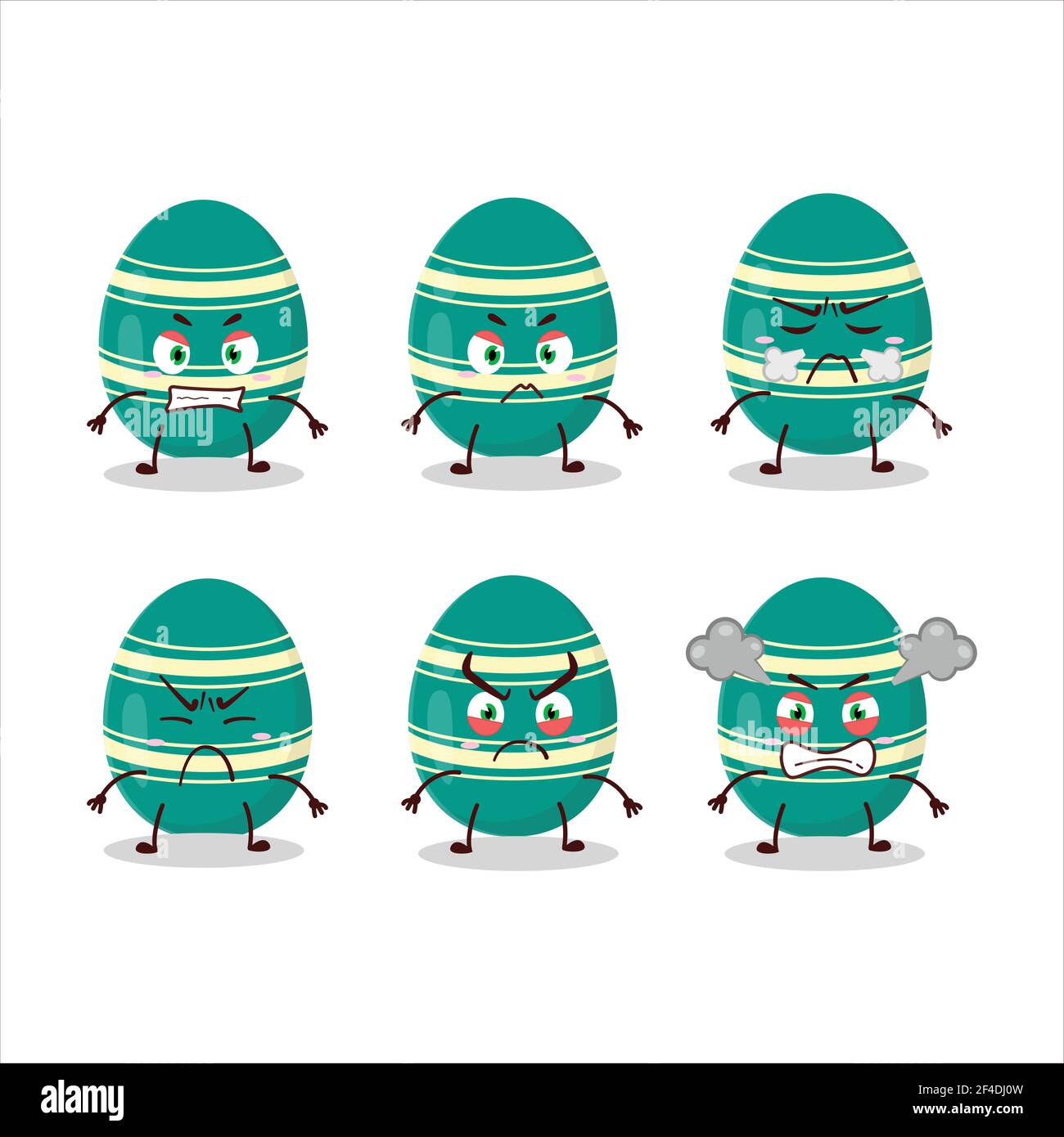 Teal easter egg cartoon character with various angry expressions ...