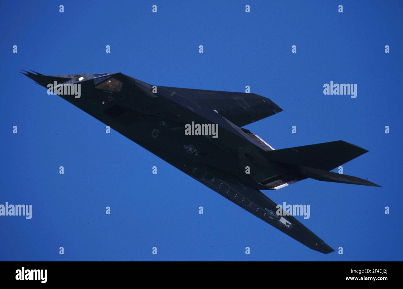 A Lockheed F-117 Nighthawk flying at an Air Show outside Kansas City ...