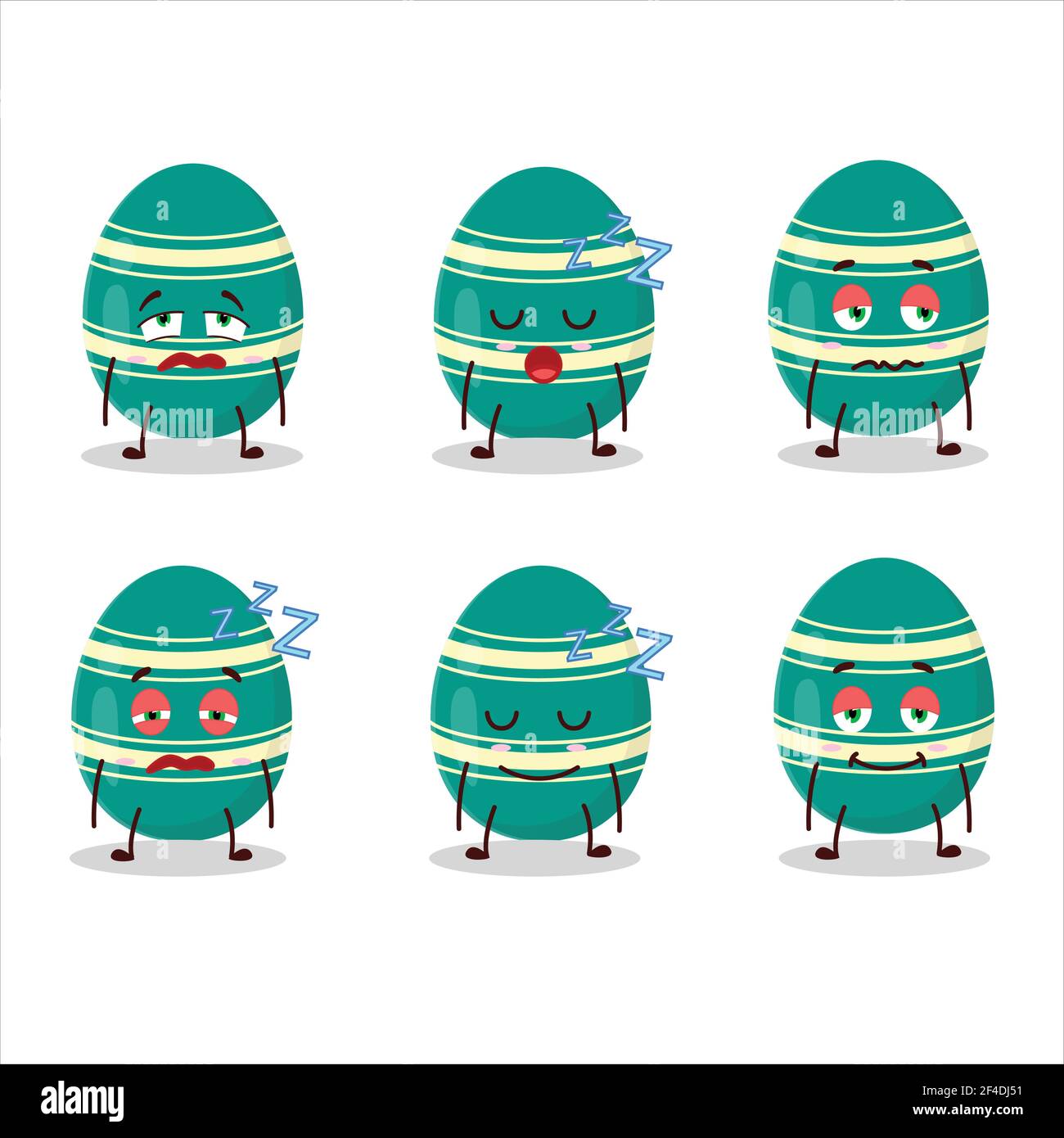 Cartoon character of teal easter egg with sleepy expression. Vector ...